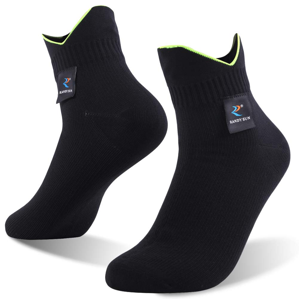 RANDY SUN Ankle Athletic Socks, Breathable Waterproof Basketball Running Golf Tennis Cycling Socks, 1 Pair-Black Small