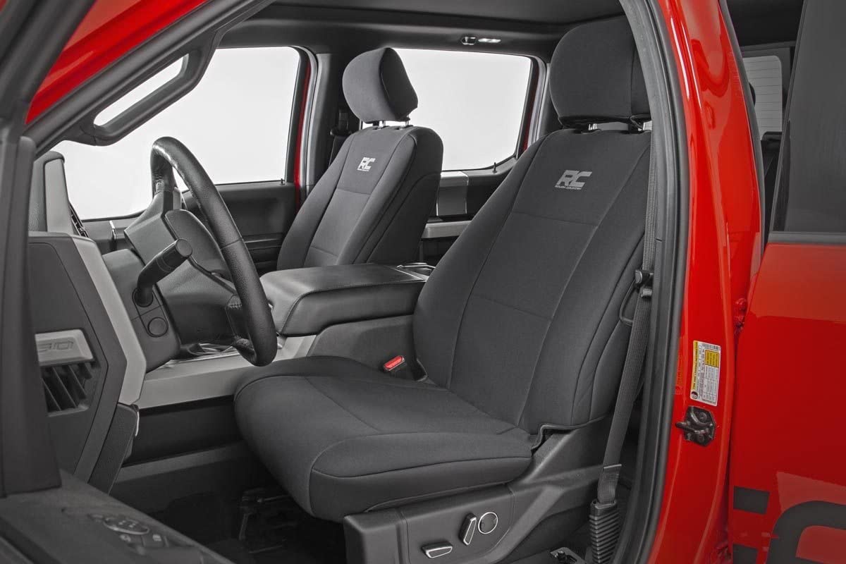 Rough Country F&R Neoprene Seat Covers for 15-21 F-150 | 17-21 F-250/350-91018A