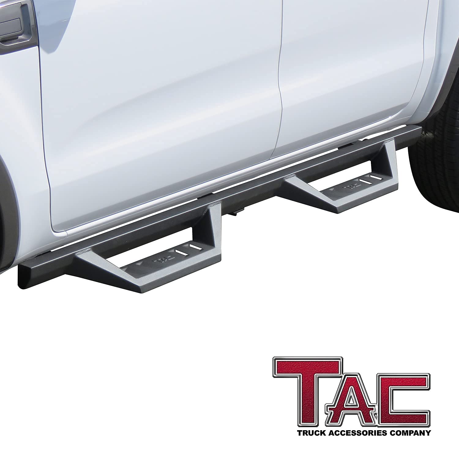 TAC Sidewinder Running Boards Fit 2019-2024 Ford Ranger SuperCrew Cab Truck Pickup 4β Drop Fine Texture Black Side Steps Nerf Bars Rock Slider Armor Off-Road Accessories (2pcs)