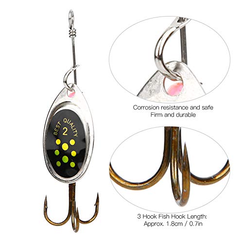Yeuipea Fish Hook Set, Rotating Metal Sequins Fish Hook Artificial Fishing Lures Bait Fishing Tackle Accessory