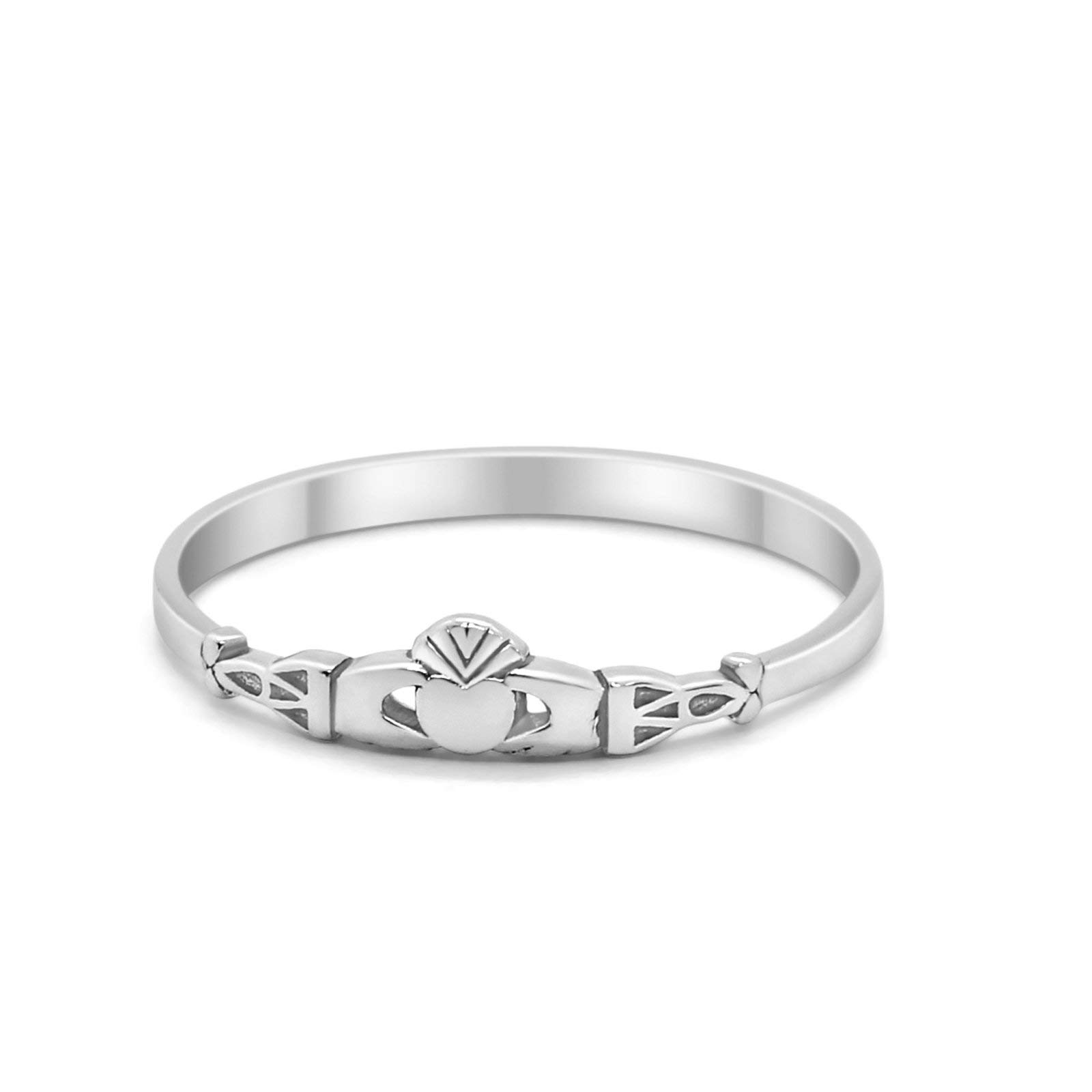 Petite Dainty 925 Sterling Silver Celtic Claddagh Ring Size-9