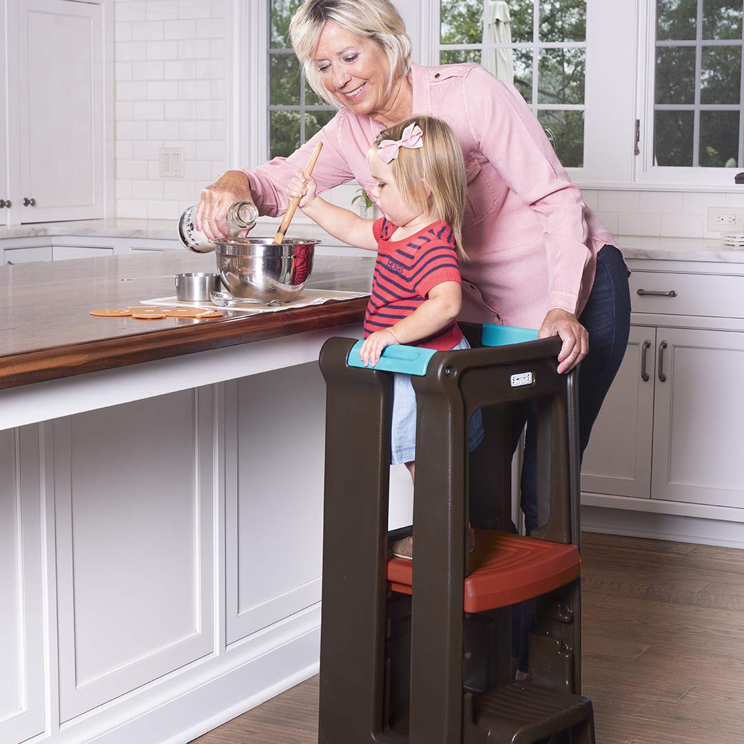 Simplay3 Toddler Tower Childrens Step Stool with Three Adjustable Heights, White