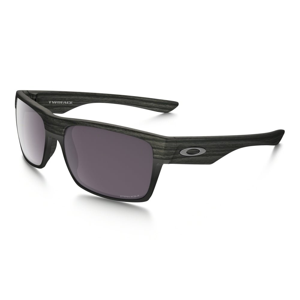 Oakley Twoface Sunglasses (Woodgrain Frame/Prizm Daily Polarized Lens) with USA Flag Lens Cleaning Kit