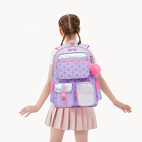 Meetbelify Backpack with Wheels for Girls Rolling Backpack Cute Carry on Backpack for Elementary Student