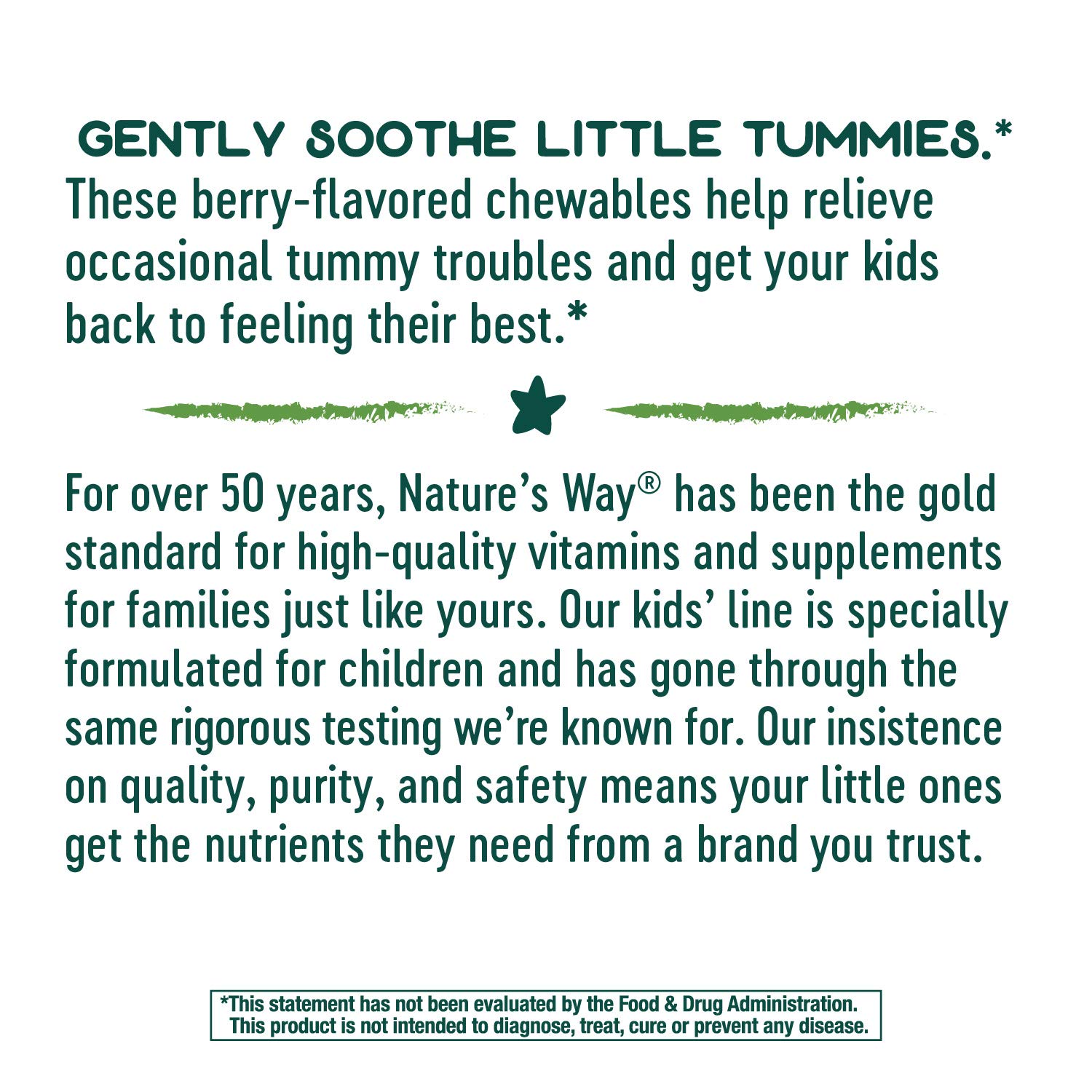 Nature's Way Kids Tummy Soothe with Calcium & Ginger, For Occasional Tummy/Stomach Upset*, Berry Blast Flavored, 60 Vegan Chewable Tablets