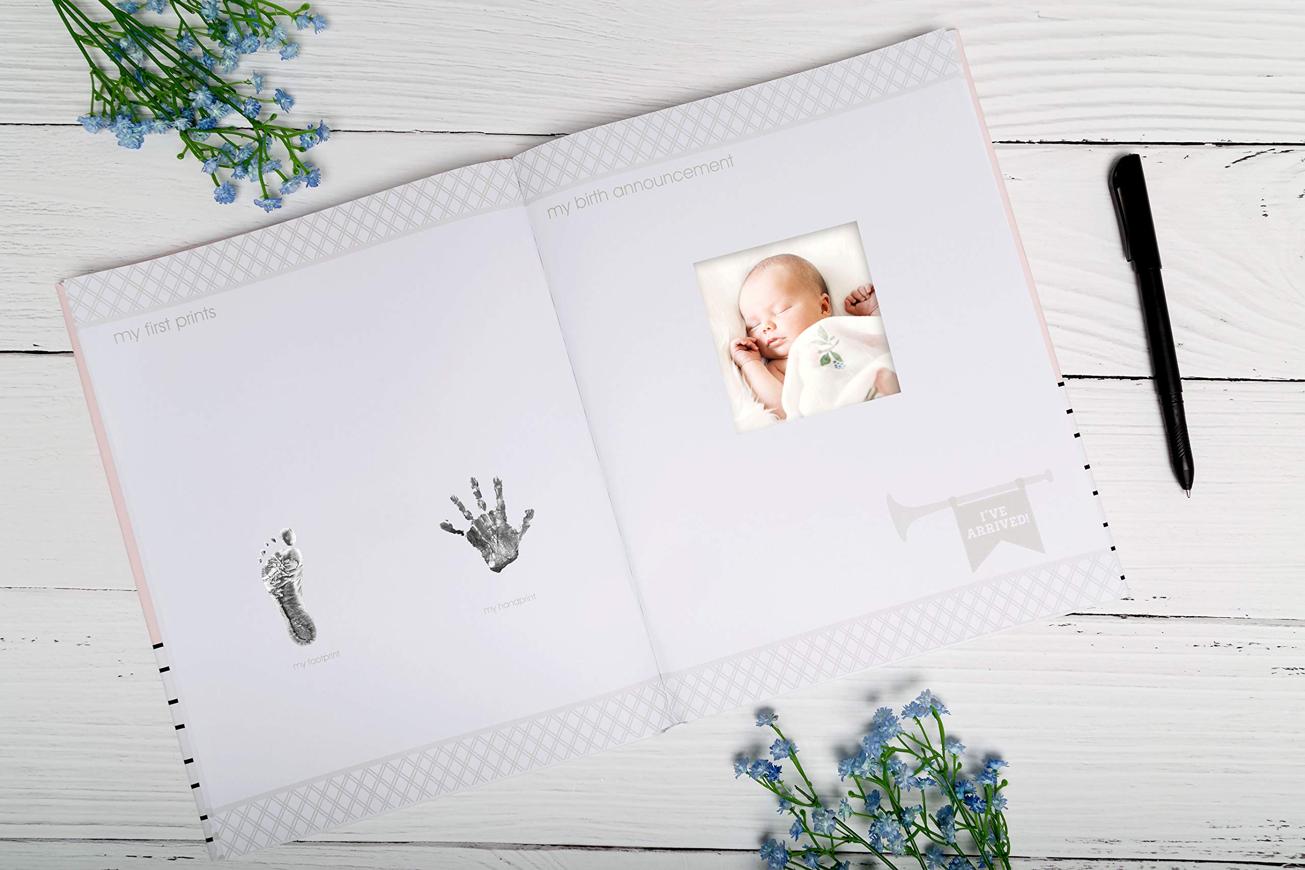 Pearhead Hello Beautiful Baby Memory Book, Milestone Journal, New Mum Gift, Newborn Baby, Thoughtful Keepsake for Christening or Baptism, Pink