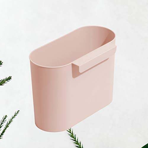 YARDWE Hanging Trash Can Waste Bin: Under Cabinet Compost Bin Pink Mini Small Car Garbage Can Wall Mounted Rubbish Container for Home Kitchen Office