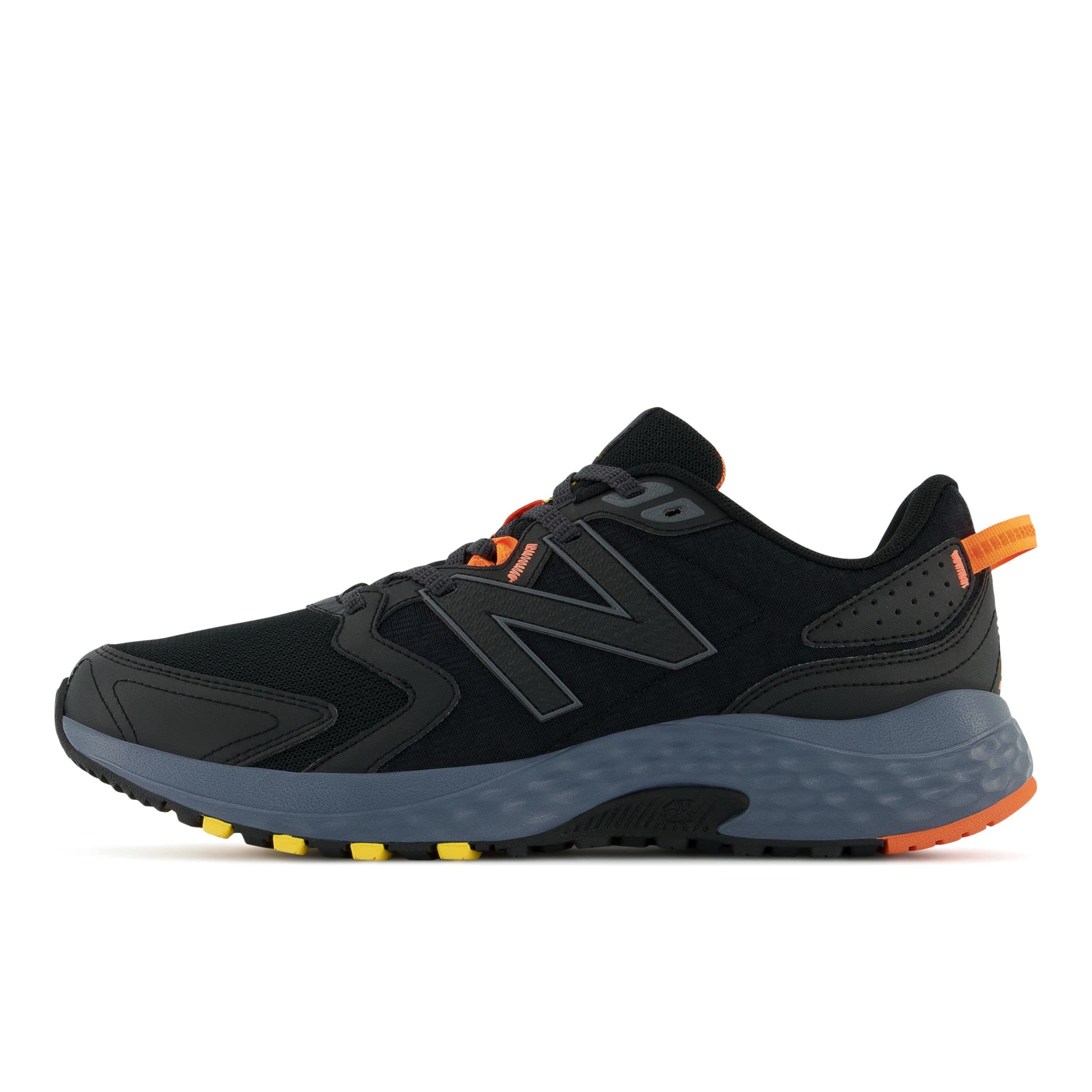 New Balance Men's 410 V7 Running Shoe, Black/Grey/Orange, 15 X-Wide