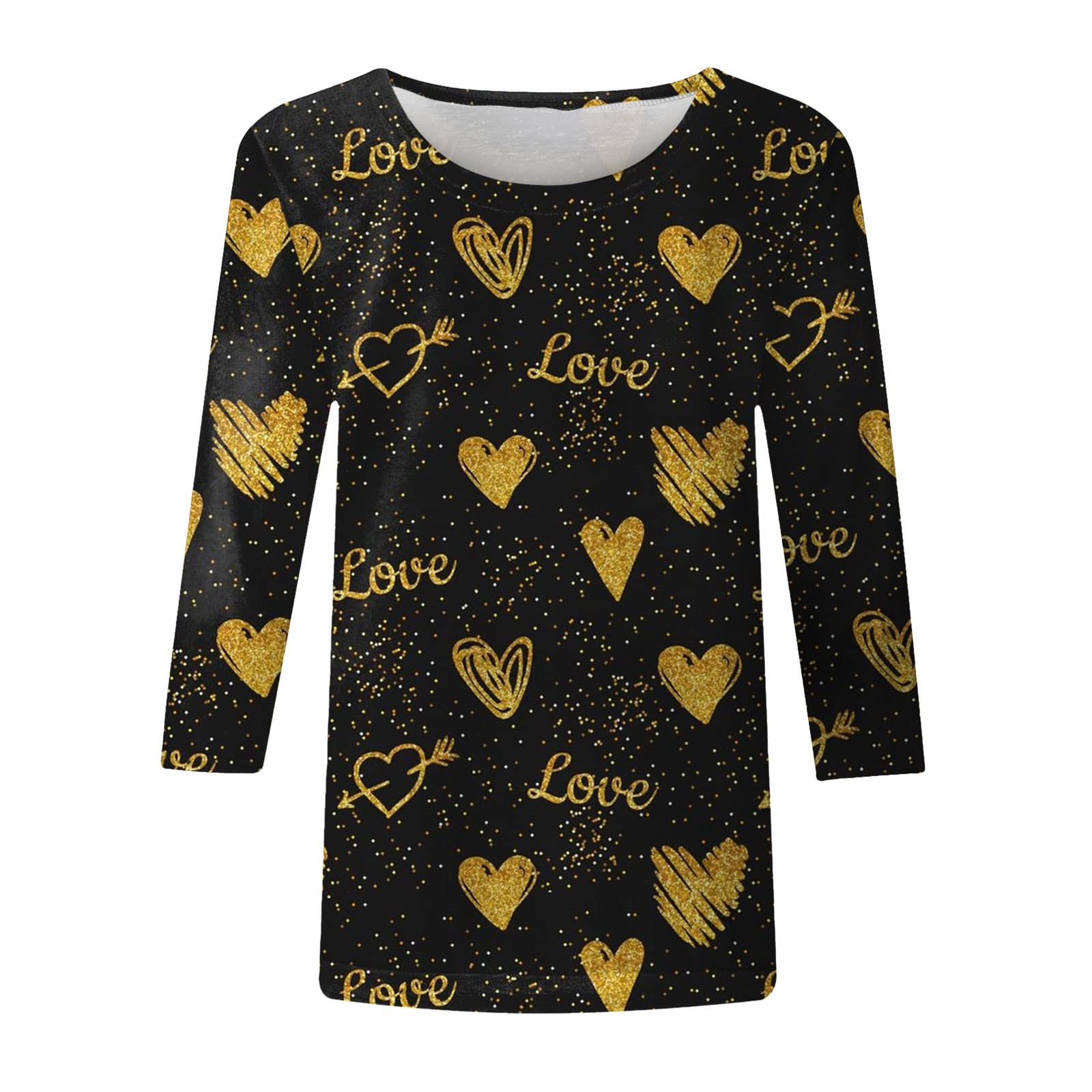 Women's T Shirt Short Sleeve Womens Daily Valentine's Day Print O Neck Tops Three Quarter Sleeve Round Neck Tee Shirt,Shopping Amazon Com