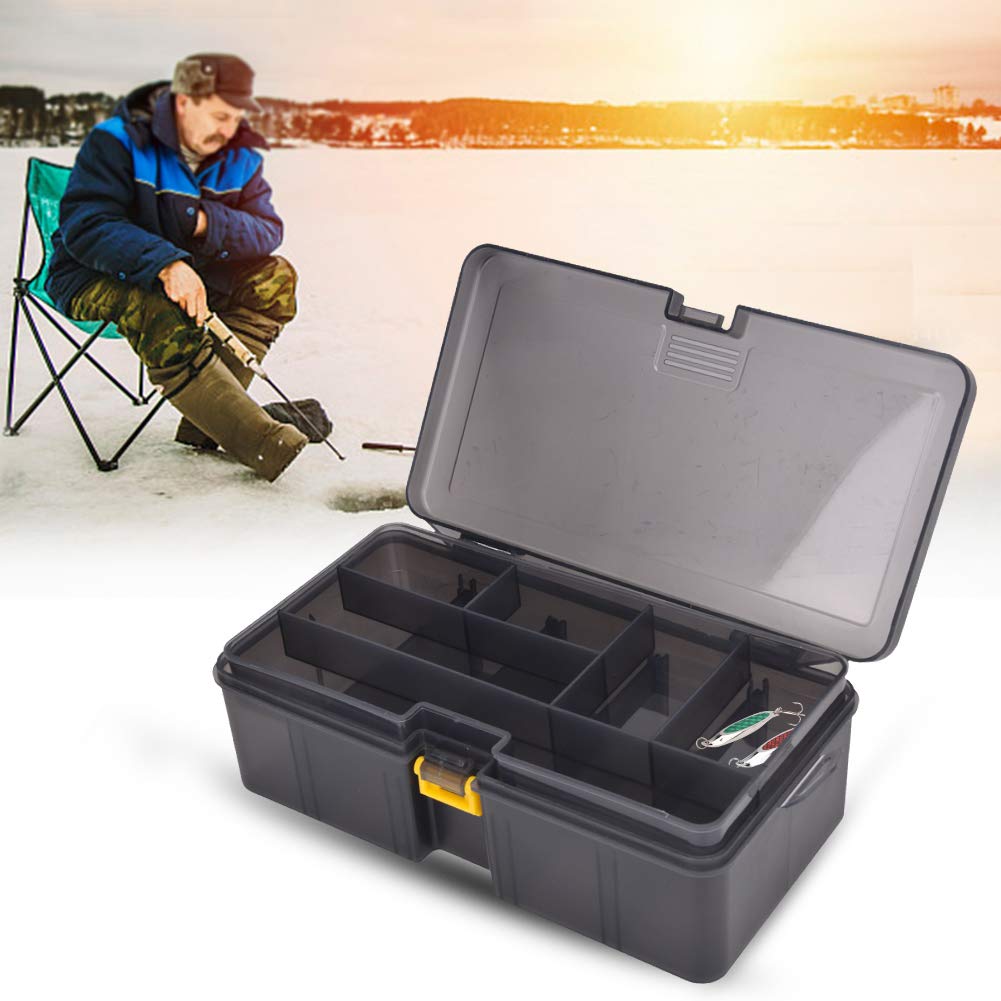 Yeuipea Fishing Box, Double Layers Plastic Fishing Box for Lures Bait Tools Accessories Storage