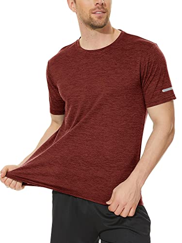 TACVASEN Men's 3 Pack Running Shirts Short Sleeve Quick Dry Workout Hiking T-Shirts Black/Lightgrey/DarkOrange S