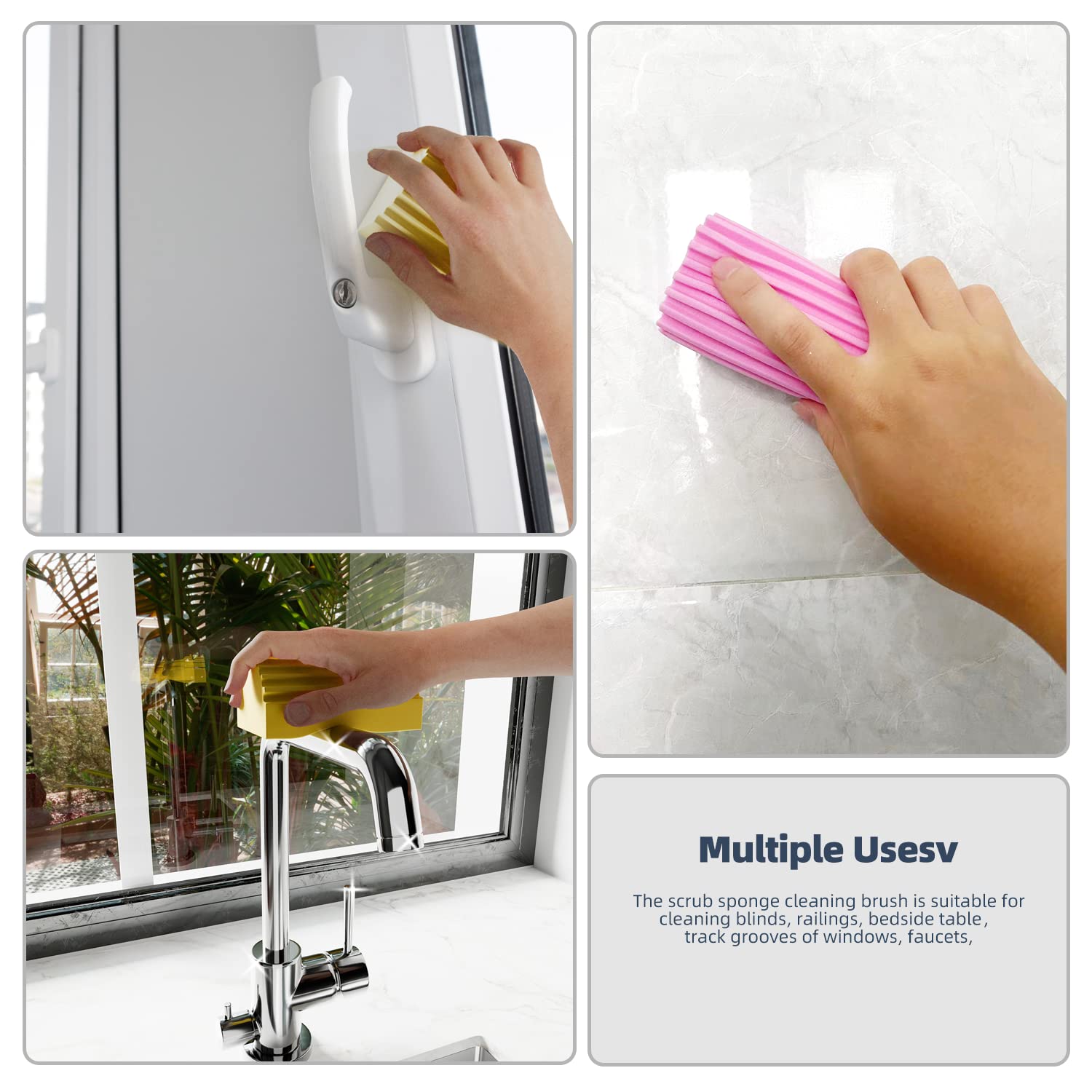 Mistgre Damp Clean Duster Sponge,2 Pack Dusting Sponge Reusable Household Cleaning Sponge Cleaning Tool for Cleaning Blinds,Glass,Baseboards,Vents,Railings,Mirrors,Window Track Grooves and Faucets
