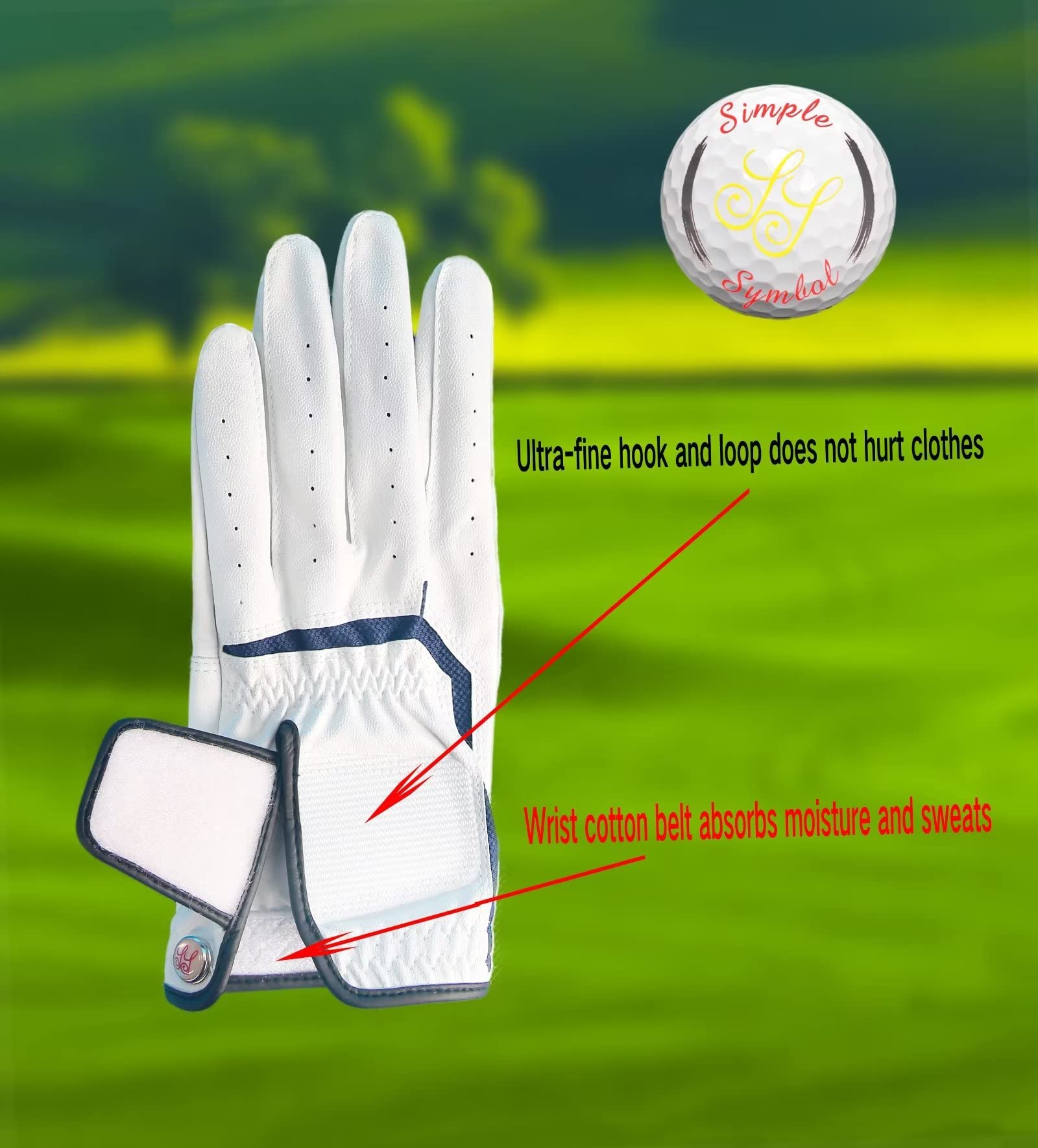 SIMPLE SYMBOL Men's Golf Glove Three Pack,Left Hand Right Hand Small/Medium/Large/XL,White Microfiber with Soft Cabretta Leather(Right,M)