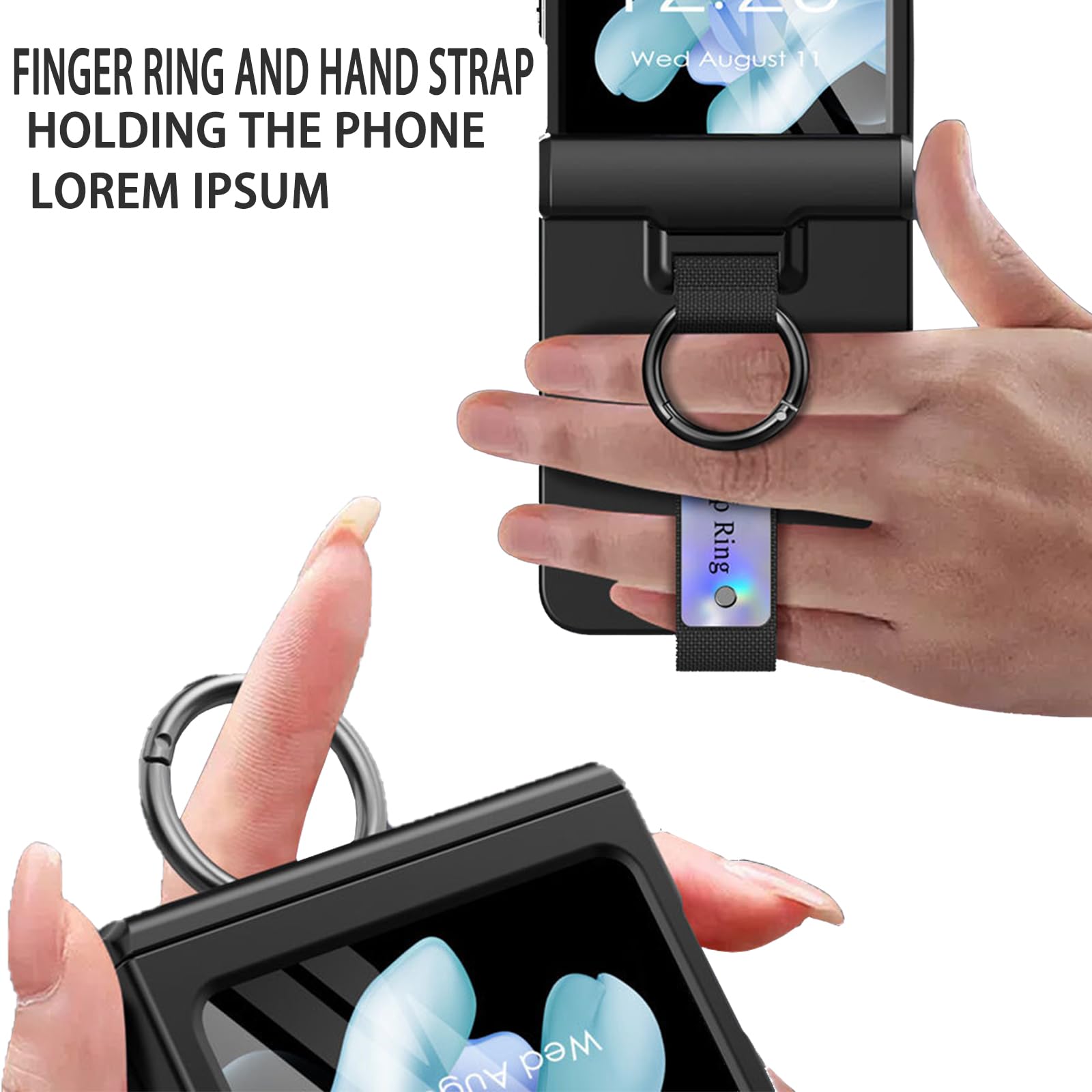 MistWorld for Samsung Galaxy Z Flip 5 Case with Spring Hinge, Hand Strap Finger Ring, Sub Screen Protector Film, Galaxy Z Flip 5 2023 Slim Case for Samsung Z Flip 5 Shockproof Phone Case Cover