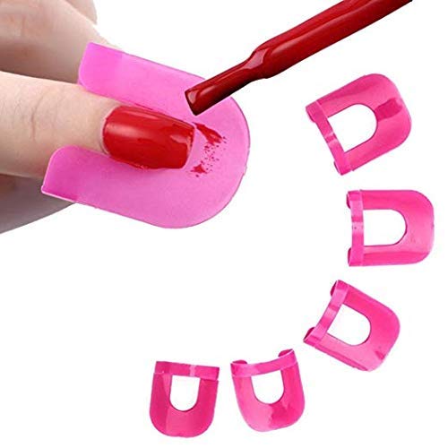 ONWON 26 Pcs (10 Sizes) Reusable Soft Plastic Nail Polish Stencil,Spill Proof Manicure Protector Tools