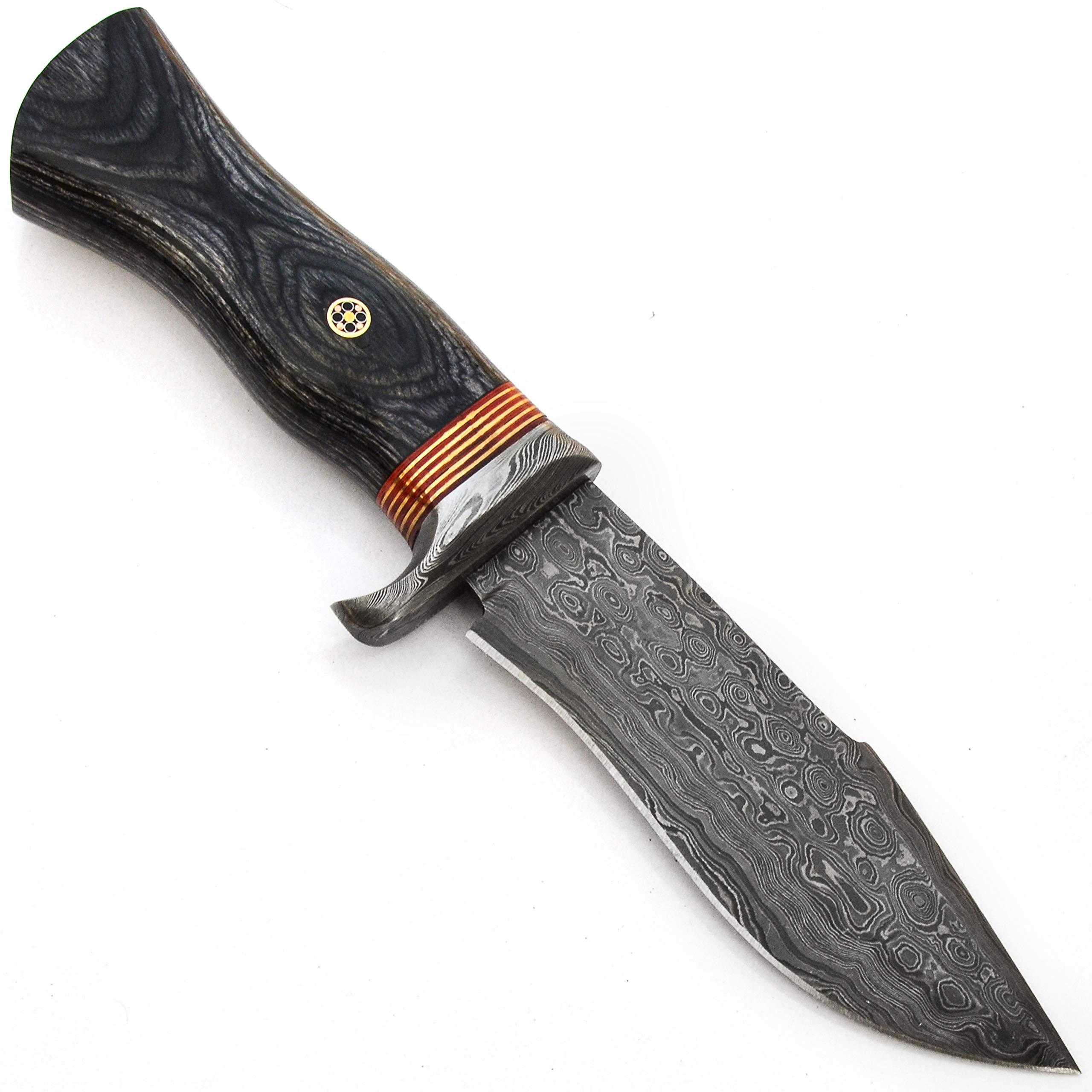 PAL 2000 KNIVES DAM-9812 Handmade Damascus Steel Fixed Blade Hunting Knife Rose wood Handle with Sheath
