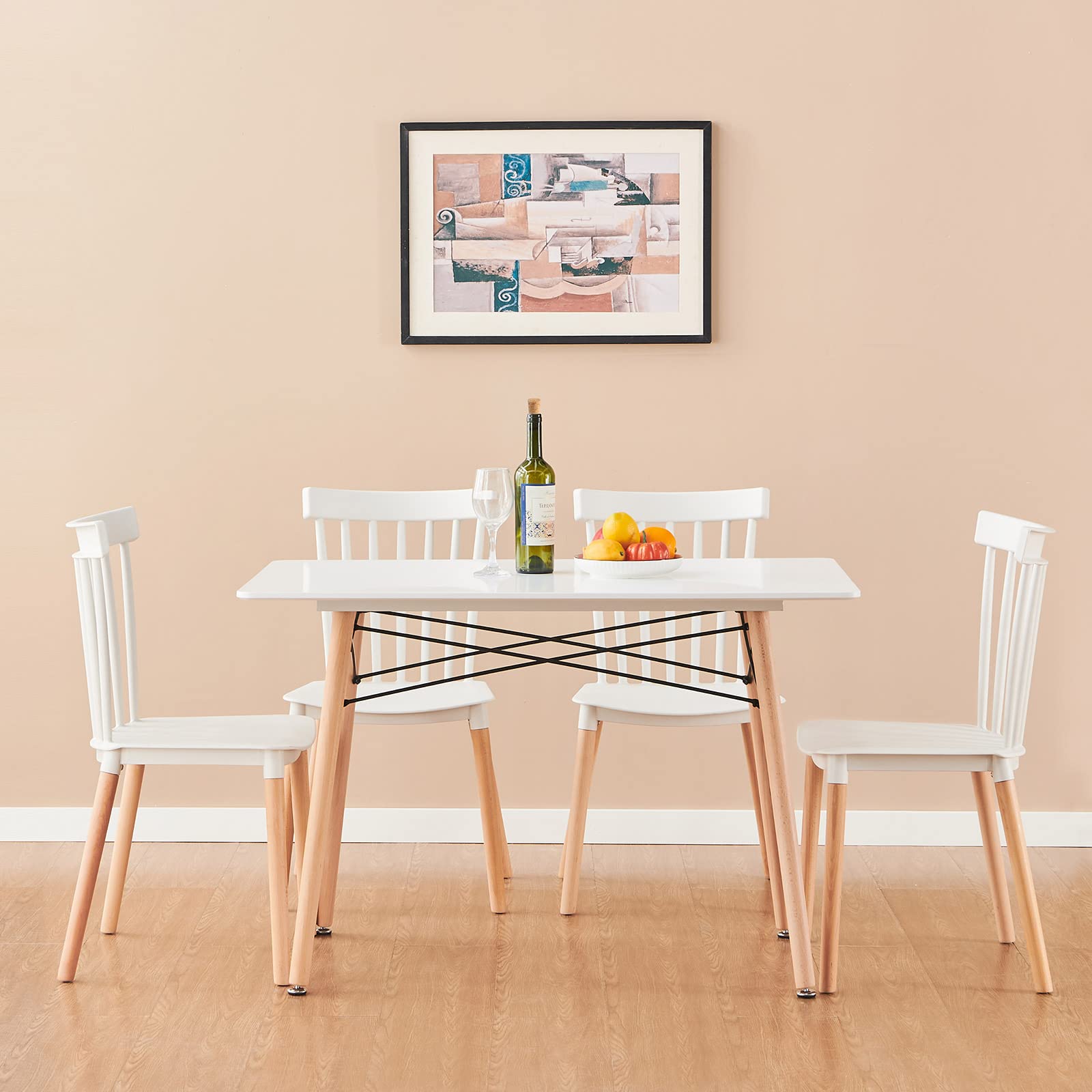 Modern Dining Kitchen Table 43.3"x27.5" Mid Century Dining Room Table with Wood Legs