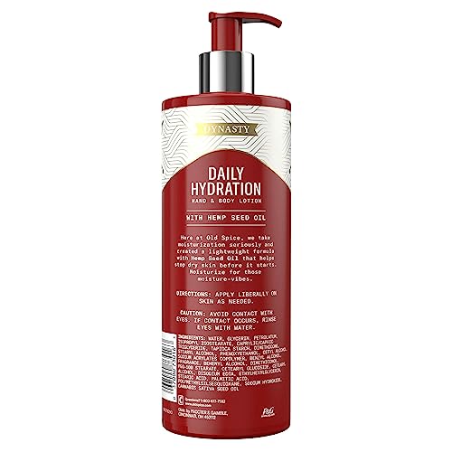 Old Spice Daily Hydration Hand & Body Lotion for Men, with Hemp Seed Oil, 16.0 fl oz, Pack of 4