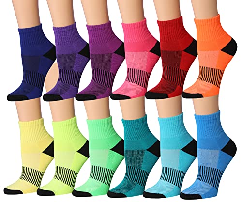 Tipi Toe Women's 12-Pairs Running & Athletic Sports Performance Ankle/Quarter Socks (WQ16-AB-N1)