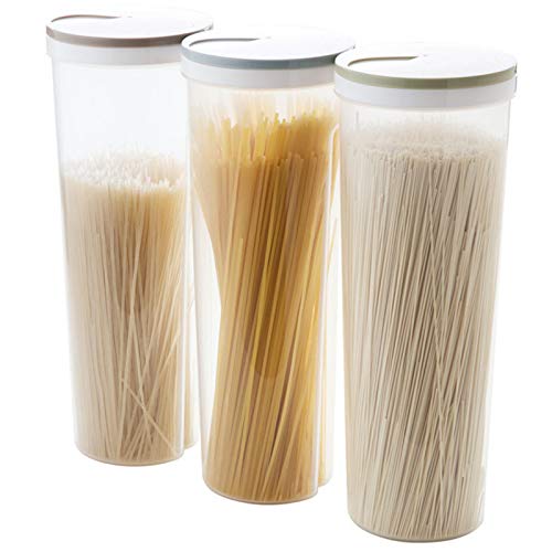 Vepoty Spaghetti Storage Jars, Airtight Food Storage Containers with Lids for Canning Cereal Pasta Noodles Flour