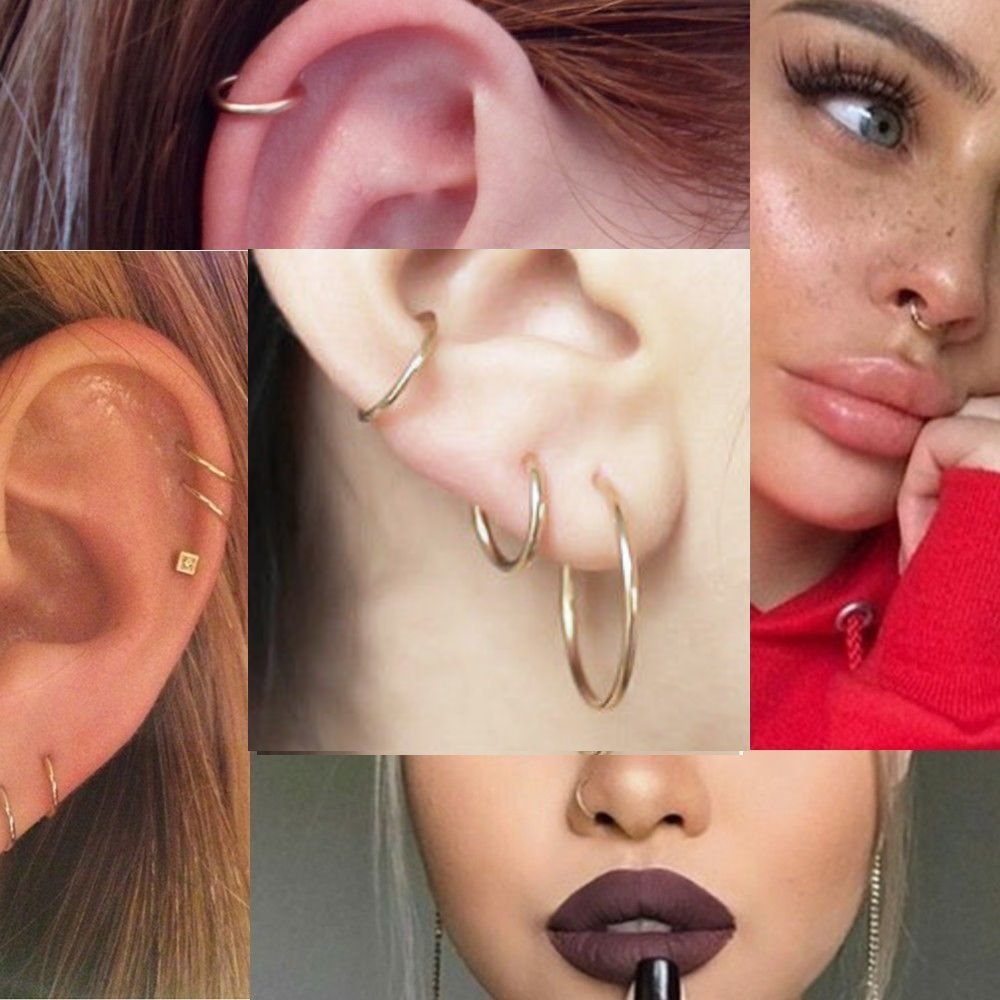 NewZenro 8Pcs Surgical Stainless Steel Sleeper Cartilage Daith Tiny Silver Small Huggie Hoop Earrings Mini Septum Hinged Clicker Nose Ring Helix Tragus Piercing for Women Mens 8mm 10mm Set 18g Gifts
