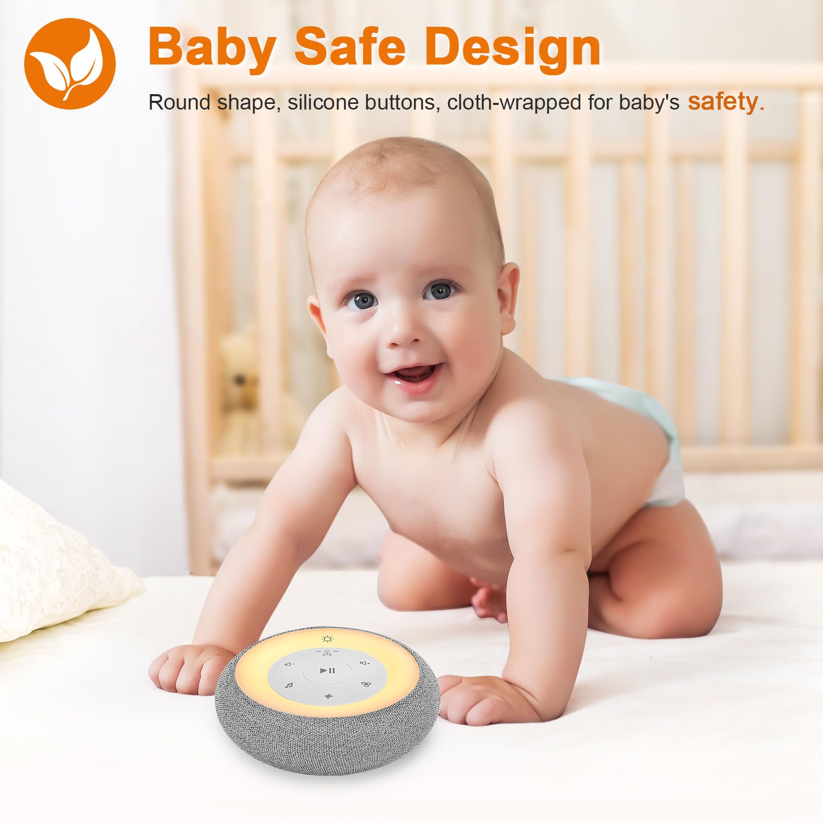 White Noise Machine, Sleep Sound Machine with Baby Night Light, 26 Soothing Sounds and 32 Adjustable Volume, Timer and Memory Function, Sound Machine for Baby, Adults, Home, Office, Travel
