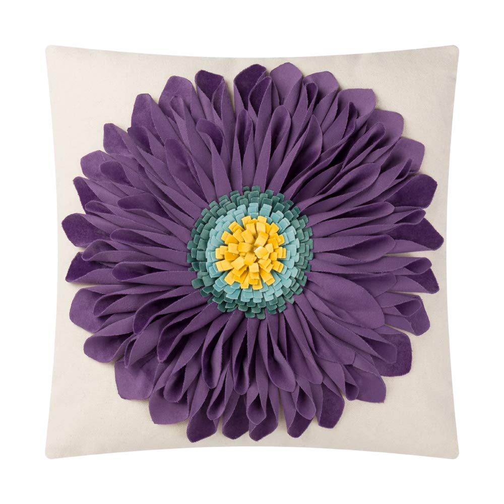 OiseauVoler 3D Sunflowers Throw Pillow Cases Decorative Handmade Cushion Covers for Home Sofa Car Bed Room Decor 18 x 18 Inch Purple