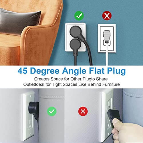 Surge Protector Power Strip 6 ft Flat Plug Power Strip, Multiple Plug Outlet, Outlet with 8 Sockets 4 USBInterface, 1875W, 2700 Joules, Black,Desktop Power Strip