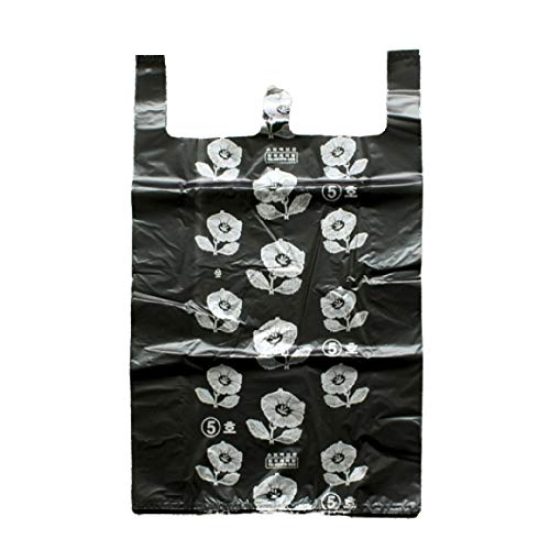 Plastic Grocery T-Shirts Multipurpose Bags 50Pcs Carry-Out Comforter Blanket Bag Black 17.3x26.8 inch, 44x68 cm TPAK20681