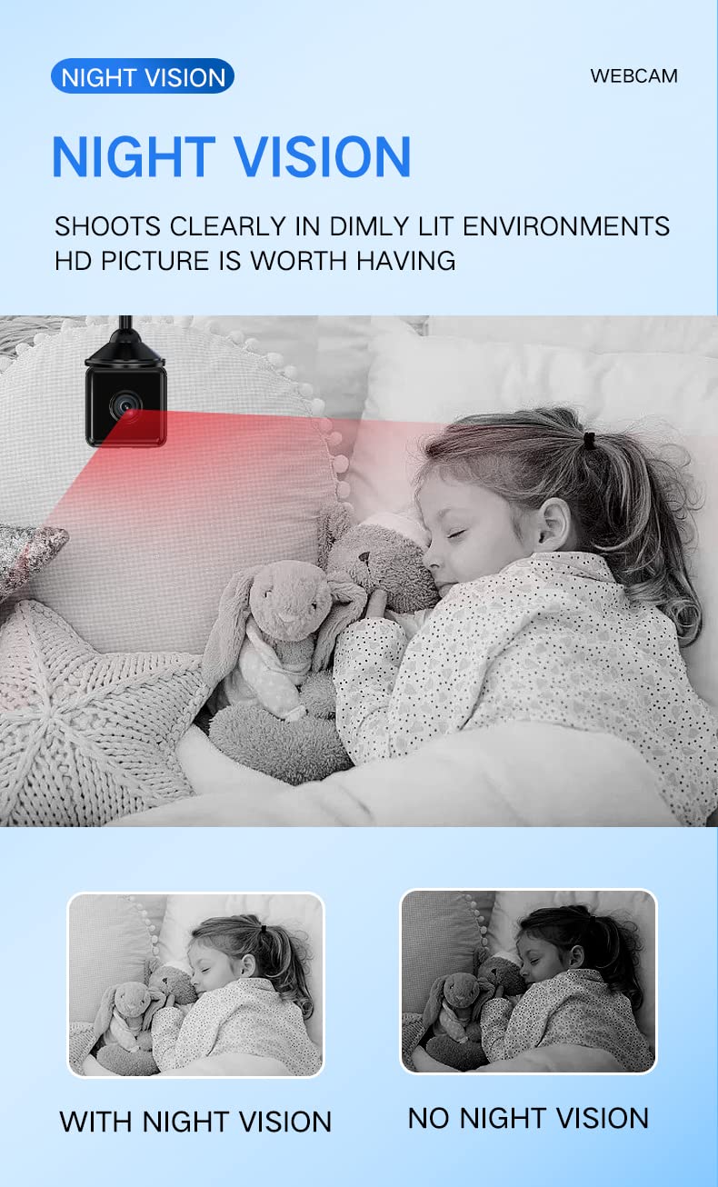 ZHOUCXZDA Wireless WiFi Camera Indoor Camera Home Security Cameras System Body Pet 1080P HD Smart WiFi Camera for Home Security Baby Smart Camera Outdoor