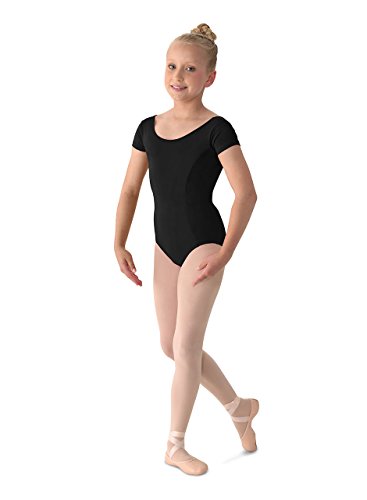 Mirella Girl's Princess Seam Cap Sleeve Dance Leotard Black 12