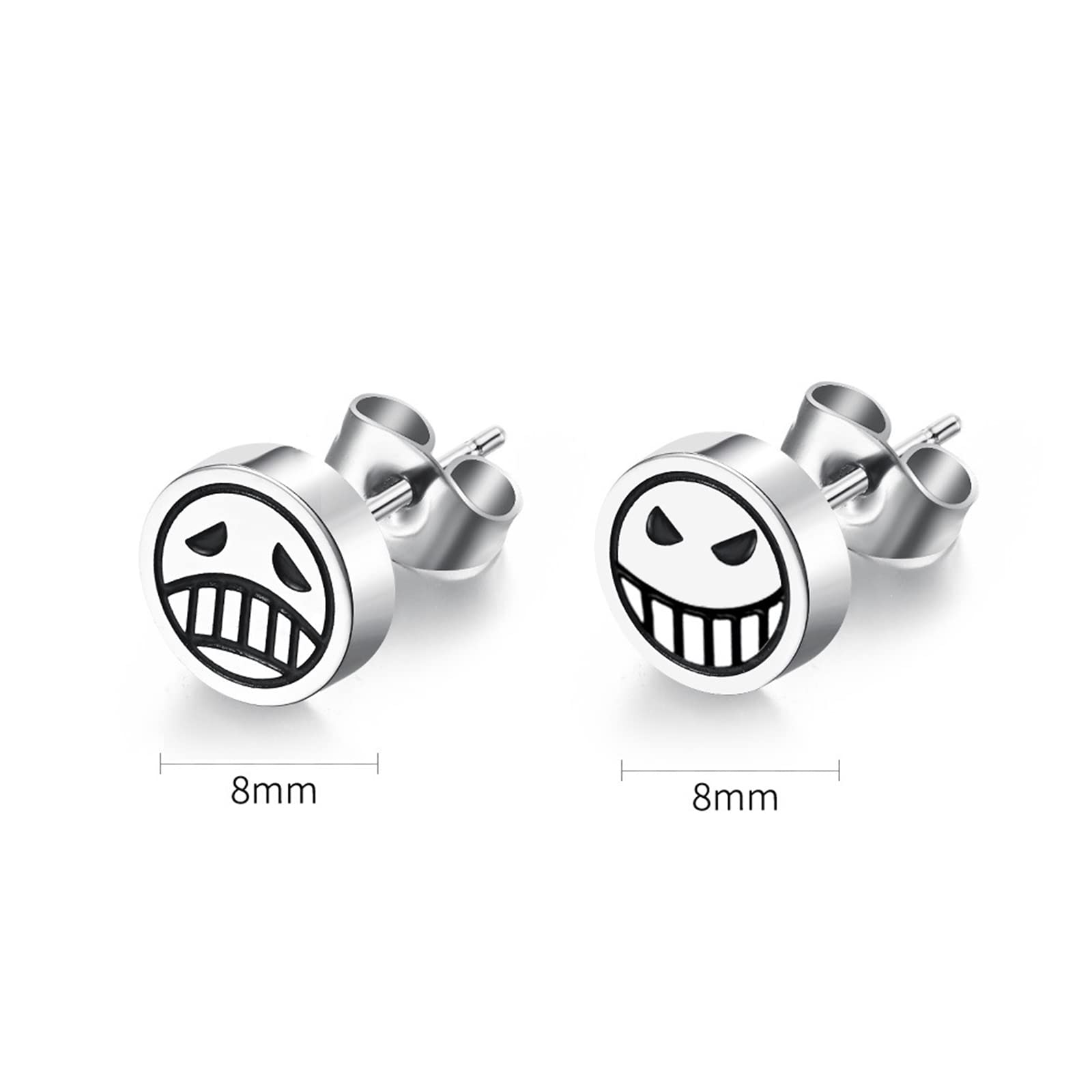 Smiley face earrings Happy Unhappy Stud Earrings Anime Cosplay Earrings for Women Man suitable for Sensitive Ears (Style A)