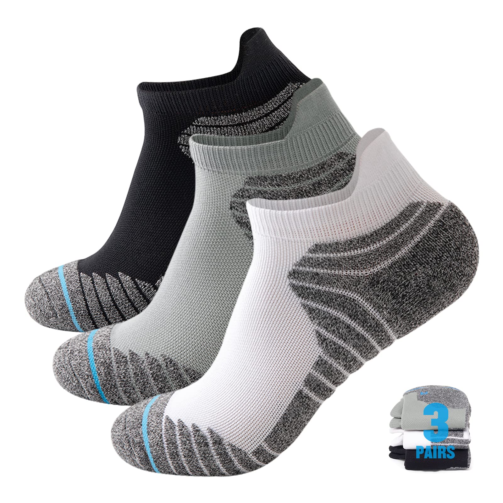 TAKIYA No Show Socks Men,Ankle Socks Men/Low Cut Socks Men/Running Socks Breathable 3Pairs mens socks