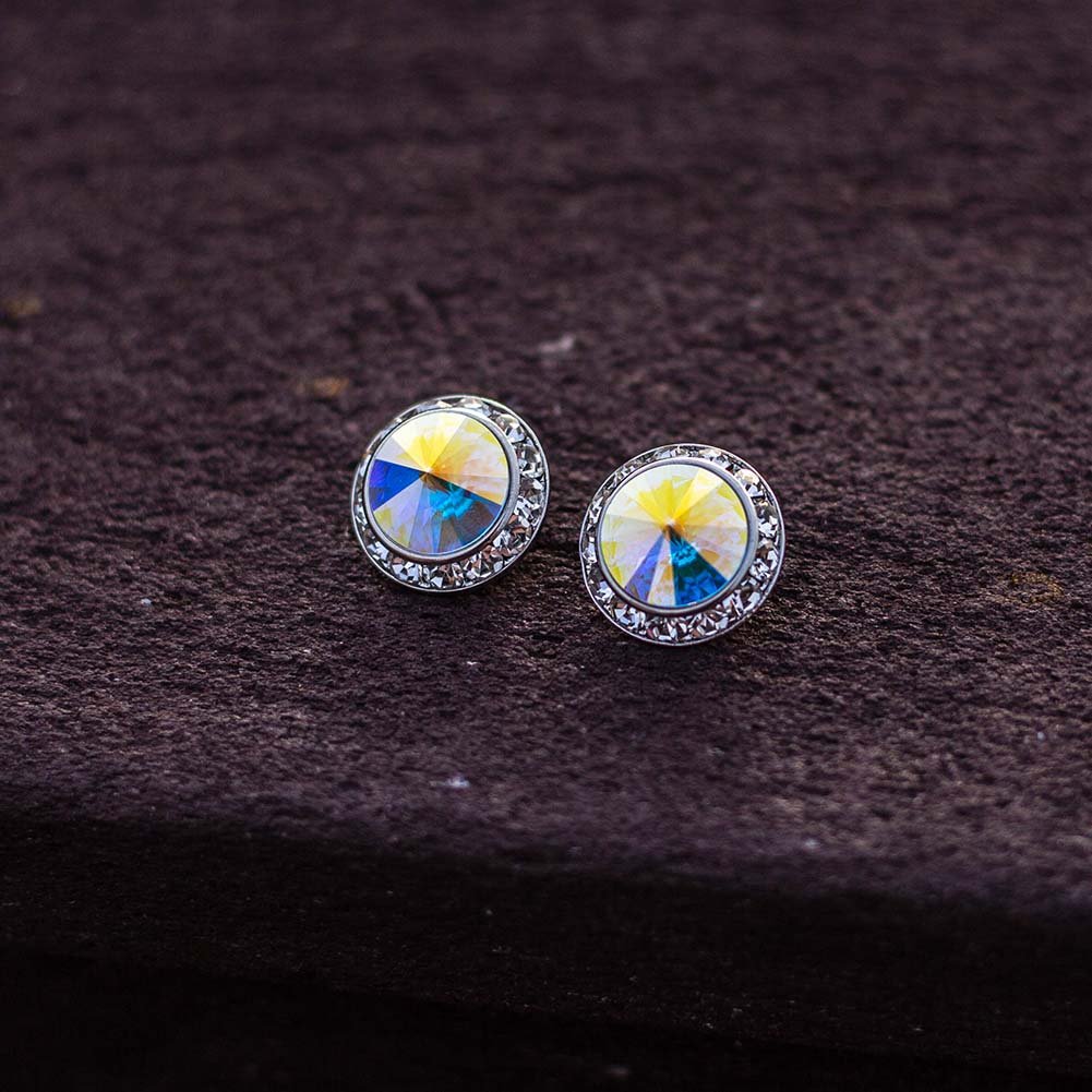 PammyJ 15mm Crystal CLIP-ON Earrings (Aurora Borealis)