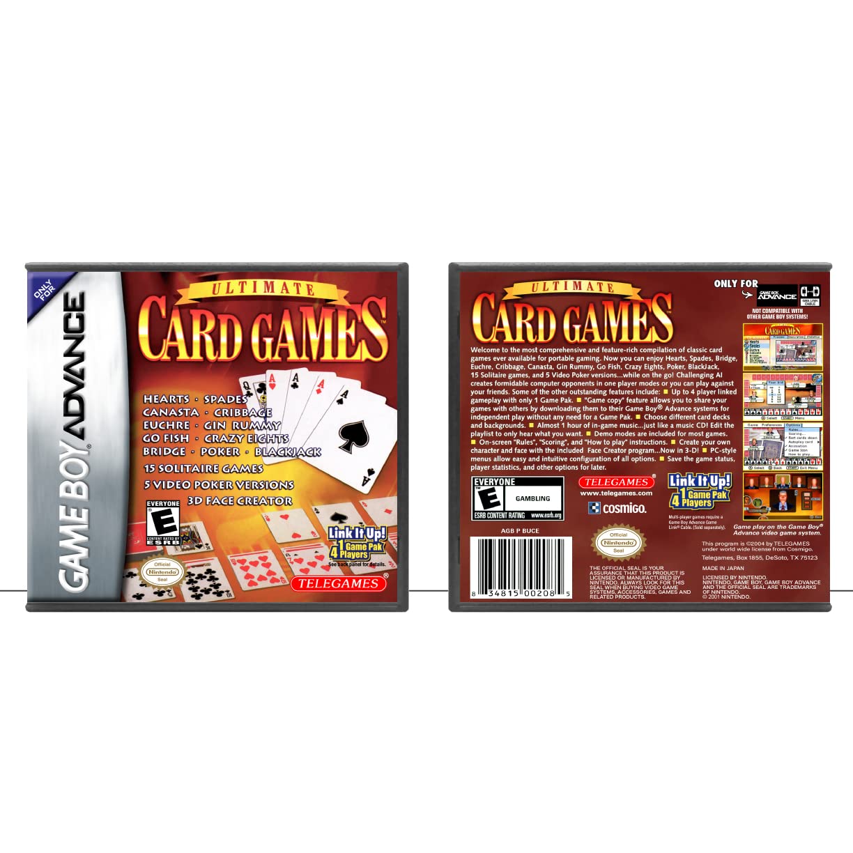 Ultimate Card Games | (GBA) Game Boy Advance - Game Case Only - No Game