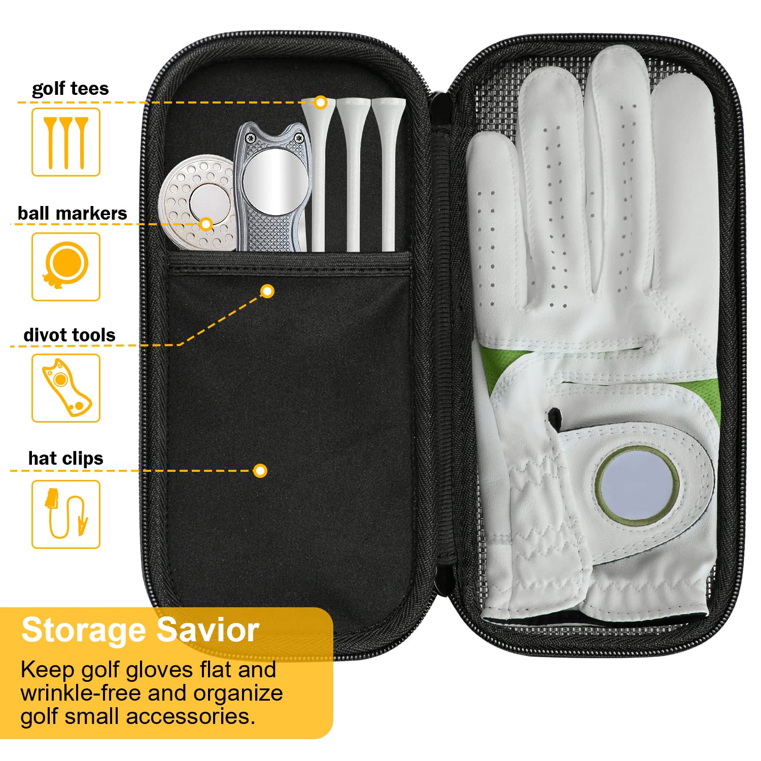 Ravaver Golf Accessories| Golf Gloves Holder Case| Golf Club Brush| Golf Towel| Golf Gifts for Men Women