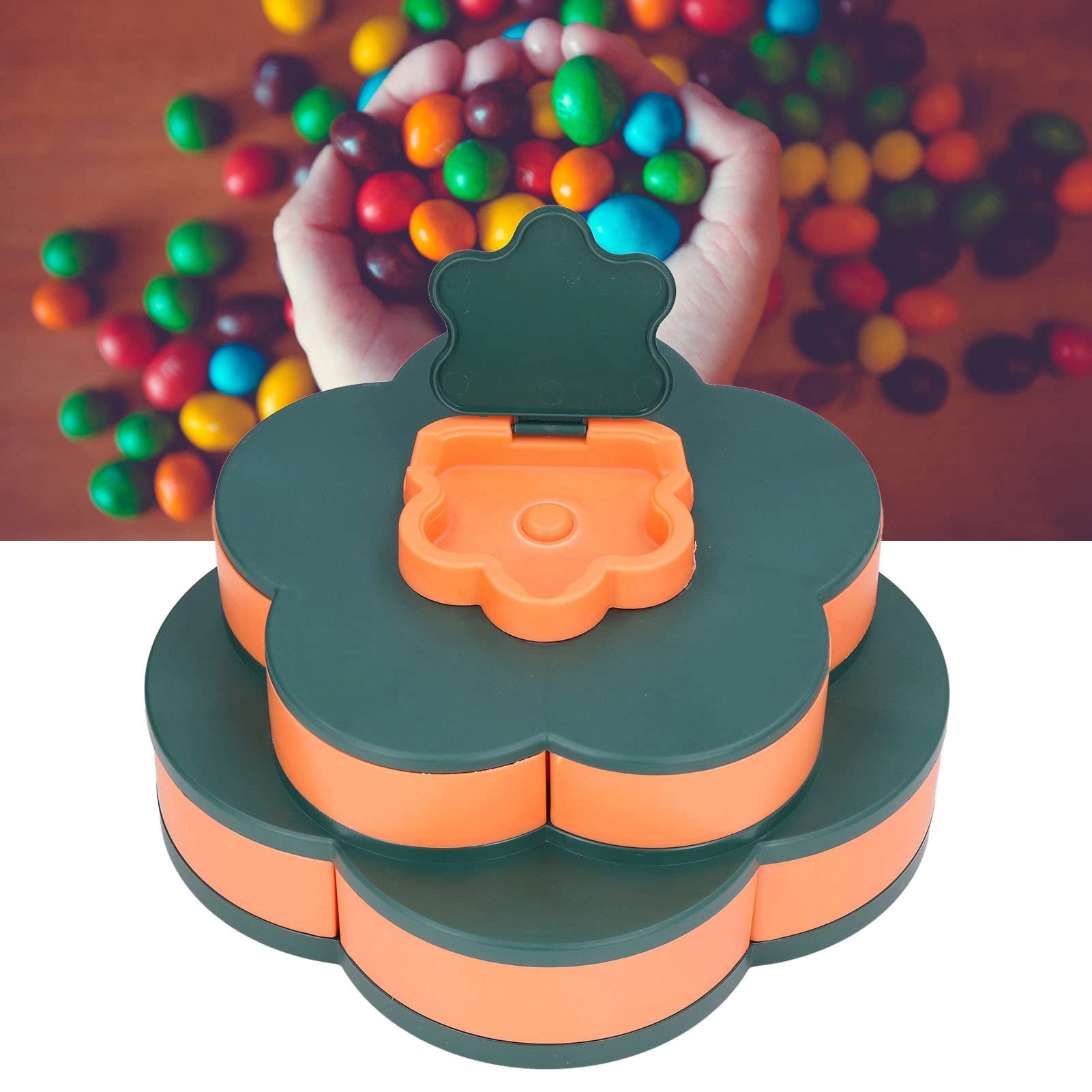 Snack Serving Tray Multifunction Large Capacity Flower Shape Nut Candy Serving Container for Home (Double Layer)