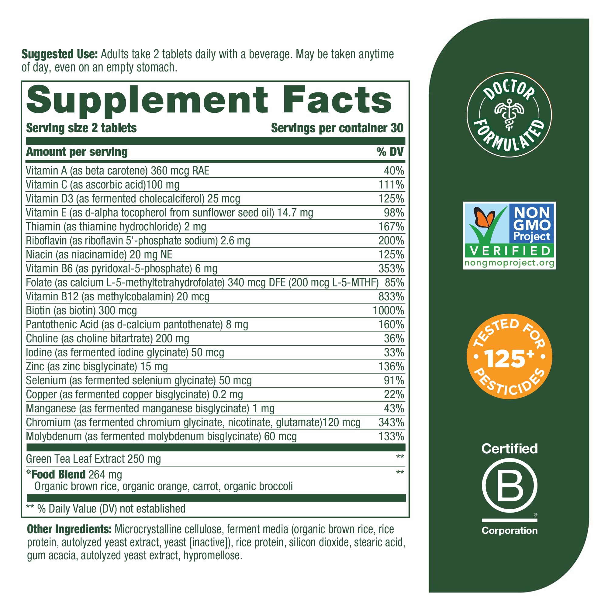 MegaFood Women's 55+ Advanced Multivitamin for Women - Doctor-Formulated with Choline, Vitamin D3, Vitamin B12, Biotin - Plus Real Food - Optimal Aging, - Vegetarian - 60 Tabs (30 Servings)