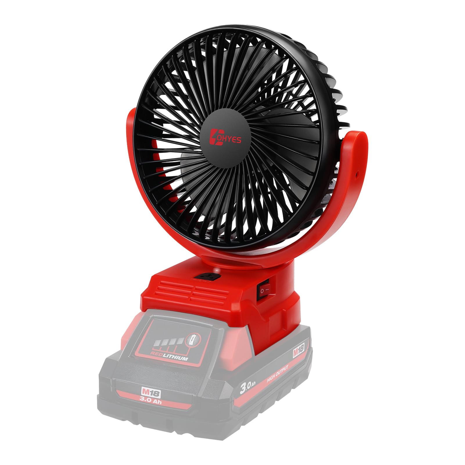 ohyes Cordless Jobsite Fan For Milwaukee M18 Battery Brushless Motor with USB A+C Fast Charging for Camping Workshop and Construction Site(Battery not included)