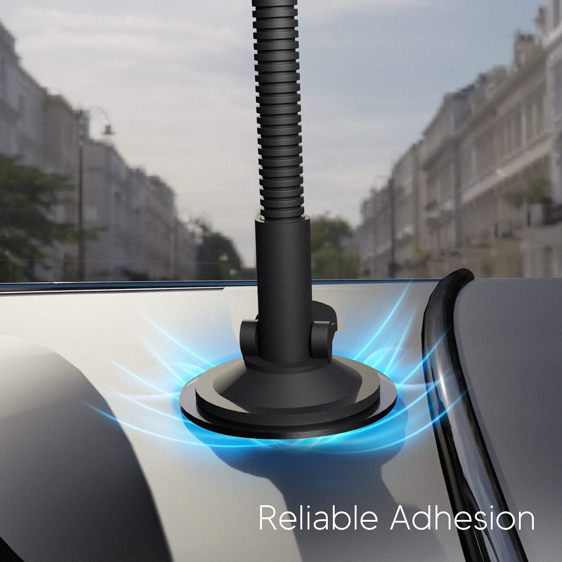 TALK WORKS Car Windshield Dashboard Phone Mount Compatible w/iPhone 15/15 Pro/15 Pro Max, 14/14 Plus/14 Pro/14 Pro Max, 13/Mini/Pro/Pro Max, Android Smartphones-Flexible Gooseneck Suction Cup (Black)