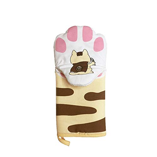 Thick Cotton Oven Mitts Cute Cat/Paw Design Baking Gloves Heat Resistant Cooking Gloves Potholder Funny Grilling Microwave Mittens Backer Kitchen Tools, 1 Pair