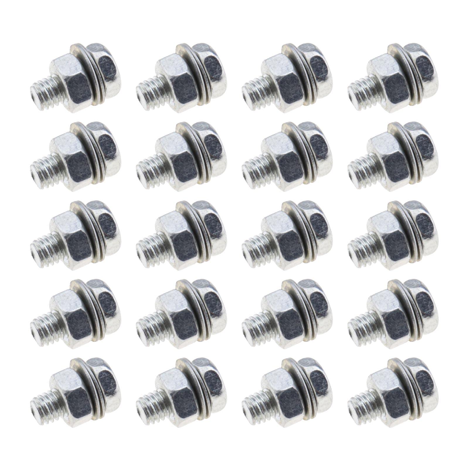 SING F LTD 20Pcs Bicycle Cable Anchor Bolts 6mm with Nuts and Washers for BMX Cross Bike Electric Bike Foldable Hybrid Kids Mountain Racing Trekking Bike Cycling Accessories Hex Head Screw
