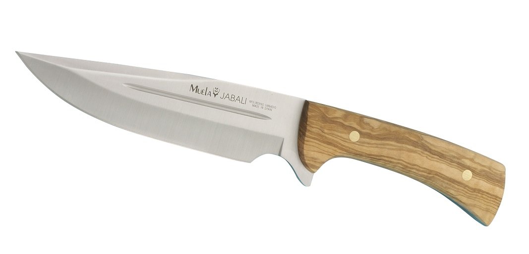 MUELA JABALI-17OL Olive Wood Handle Hunting Knife with Leather Sheath