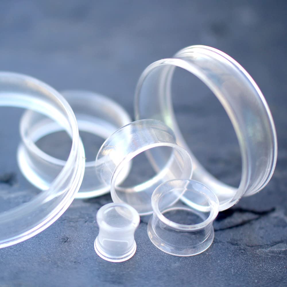 Pierced Owl UV Acrylic Thin Walled Clear Tunnel Plug Earrings, Sold as a Pair (25mm (1"))