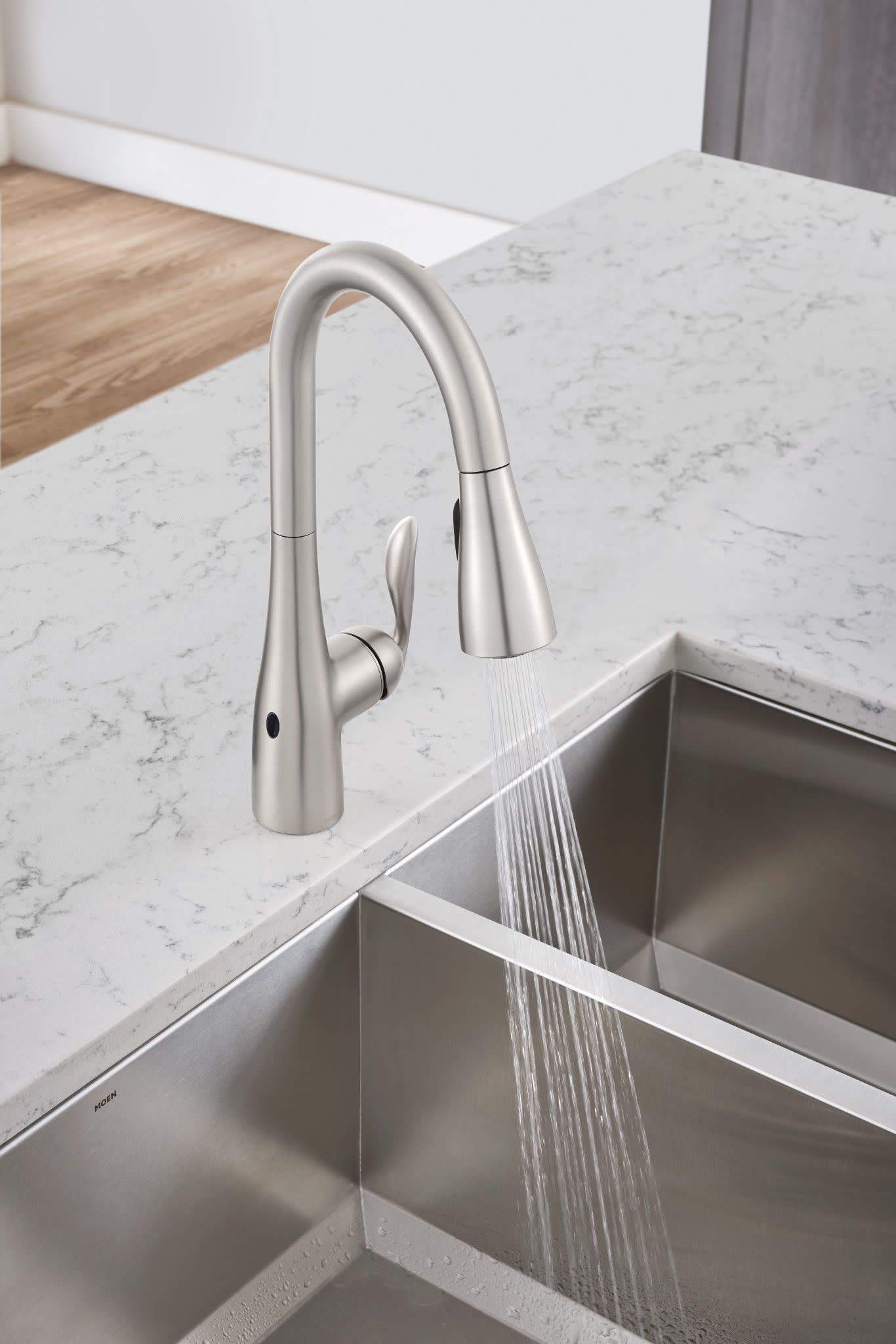 Moen 7594EWSRS Arbor Motionsense Wave Sensor Touchless One-Handle High Arc Pulldown Kitchen Faucet Featuring Reflex, Spot Resist Stainless with Kitchen Soap and Lotion Dispenser