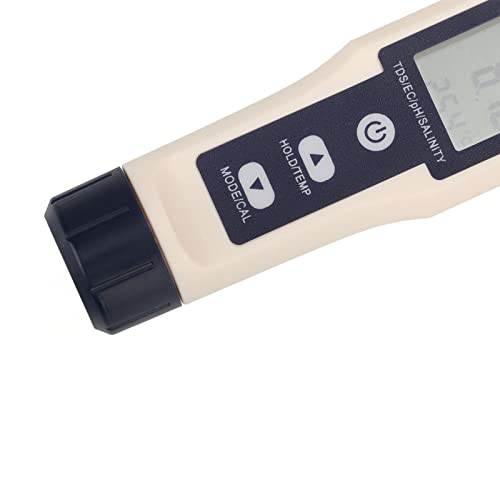 Water Quality Tester, PH Salinity Temp TDS EC Automatic Calibration Digital Water Detector IP67 Waterproof for Aquarium