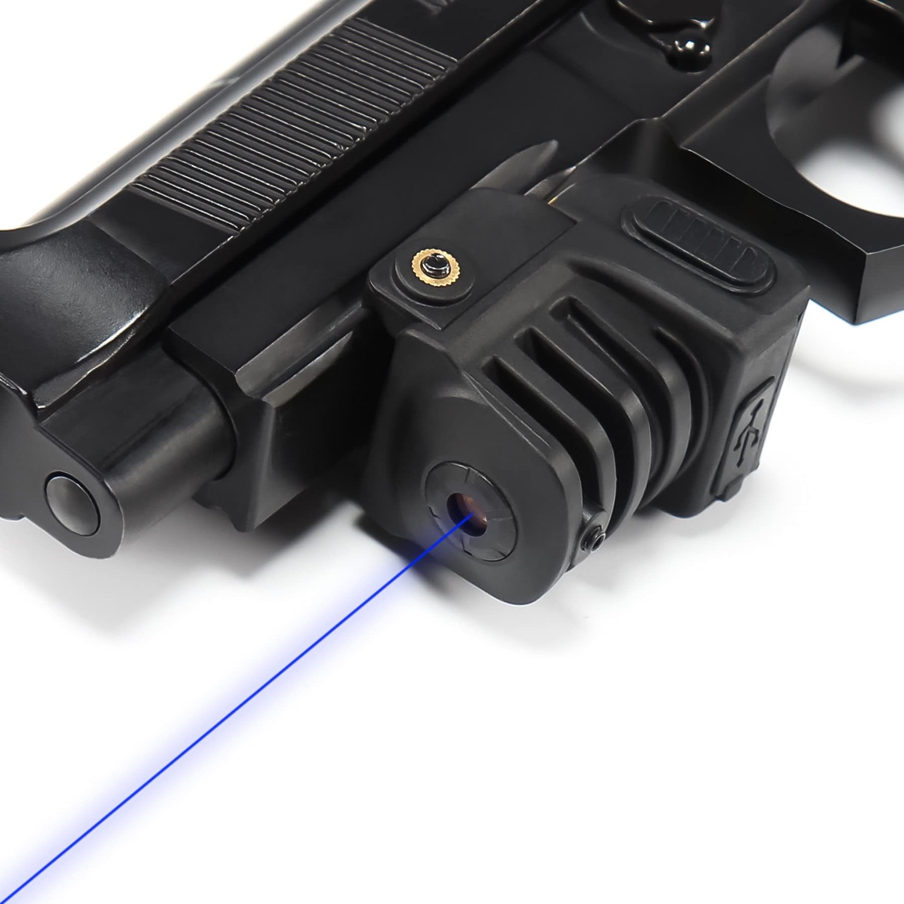 YIELDEDLAND Compact Handgun Blue Laser Sight with Picatinny Rail Mount, USB Rechargeable Battery with 5mW Output, Last Longer for Tactical Uses