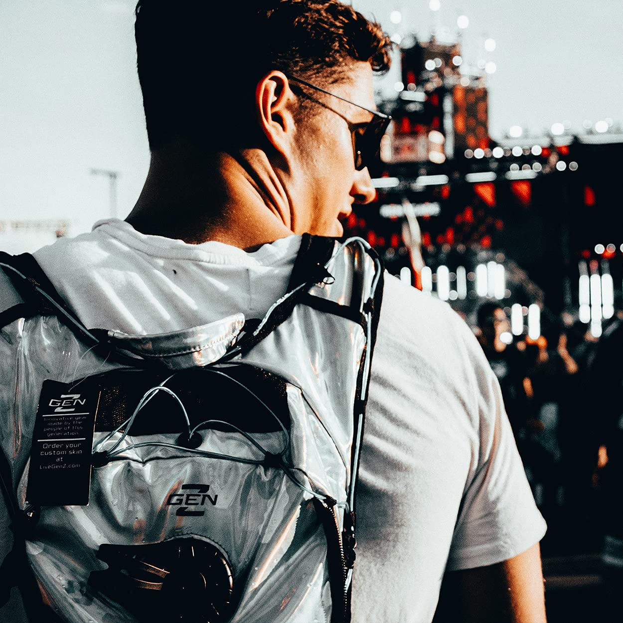 RaveRunnerĀ® Anti-Theft Hydration Backpack | Rave Hydration Pack, Festival Water Bag, Hydropack Rave, Hydration Pack EDC (Holographic)