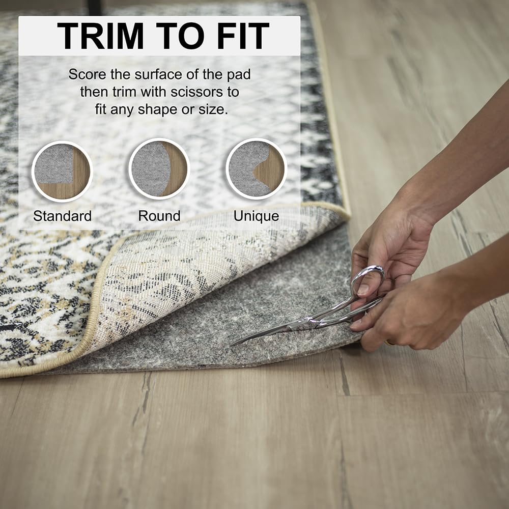 Mohawk Home 3' x 12' Non Slip Rug Pad Gripper 1/4 Thick Dual Surface Felt + Rubber Gripper - Safe for All Floors, Brown