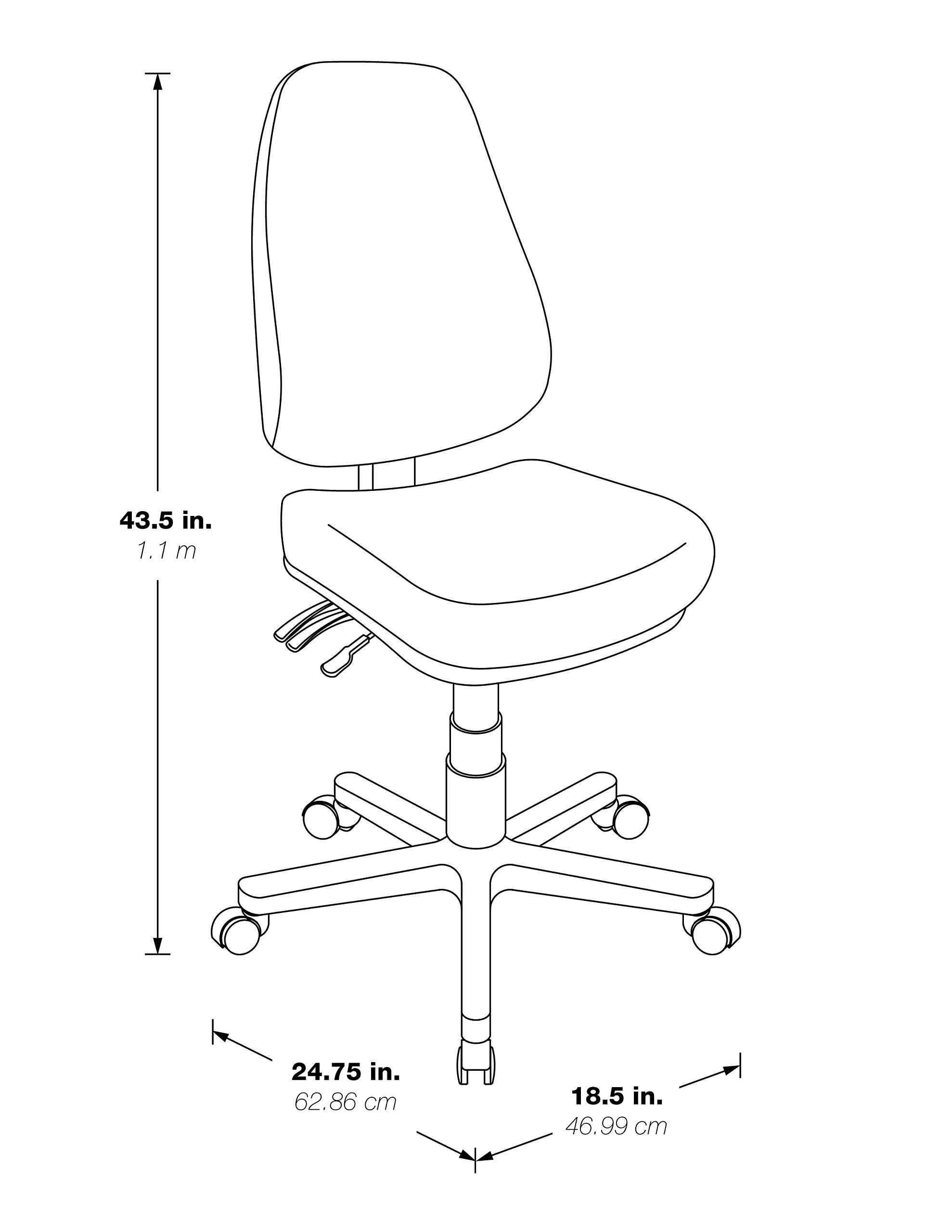 Office Star Ergonomic Dual Function Office Task Chair with Adjustable Padded Back and Built-in Lumbar Support, Armless, Dillon Graphite Fabric